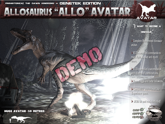 Second Life Marketplace - {DEMO} "ALLO" ALLOSAURUS [GENETIC EDITION ...